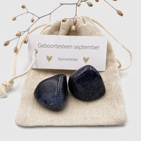 Geboortesteen september - Dumortieriet (zakje, cadeau, persoonlijk ...