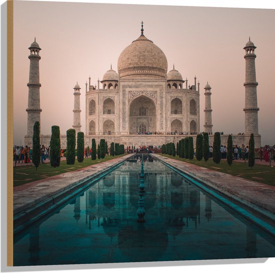 Hout - Tai Mahal Moskee - India - 80x80 cm - 9 mm dik - Foto op Hout ...