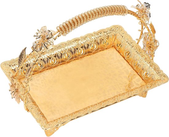 Decoratief Gouden Dienblad - Lang Handvat - Mini Fruitmand - Metaal ...