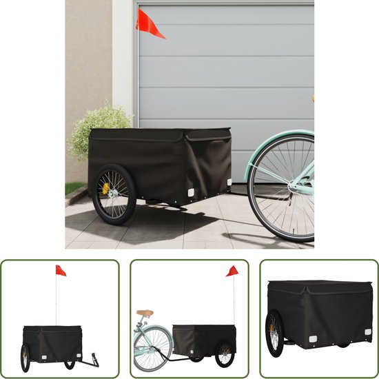 Remorque à vélo The Living Store - Cadre en fer - Zwart - 134 x 69 x 59 ...