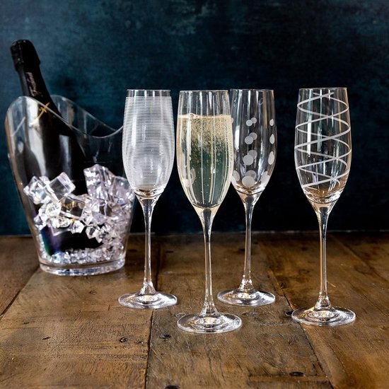 Glazen champagneglazen set 4-delig - extravagante ontwerpen - 250 ml | bol