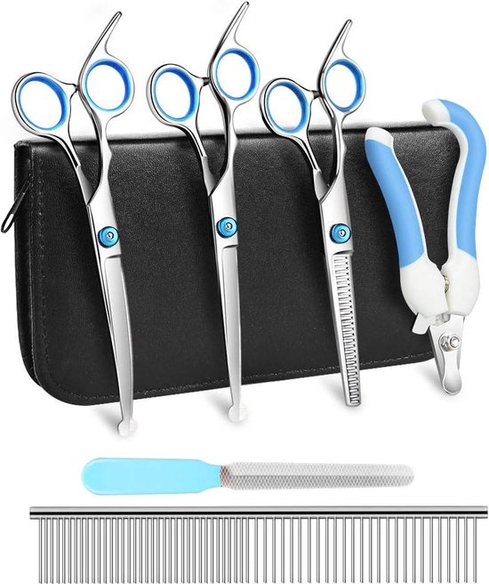 Dog Grooming Scissors Set - Round Tip, Stainless Steel, Straight ...