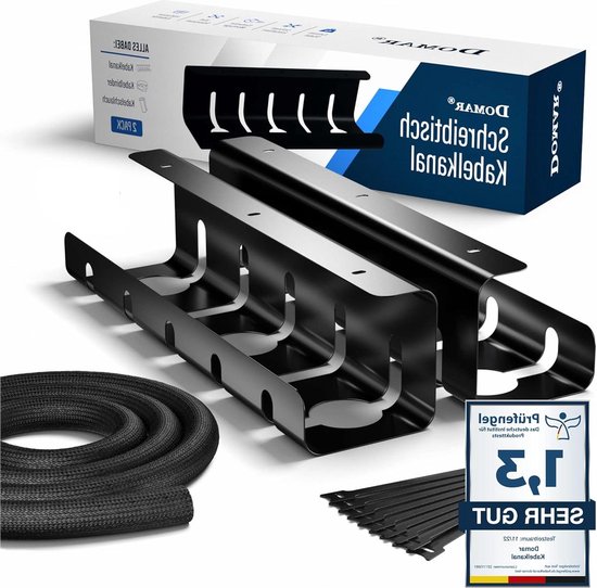 Kabelgoot bureau zwart - Set van 2 stuks - Cable management complete ...