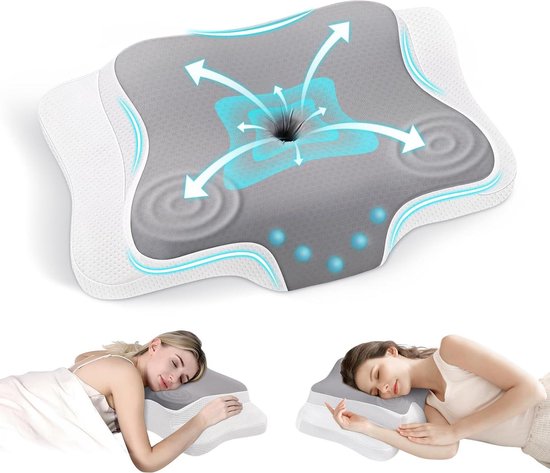Ergonomisch orthopedisch traagschuim nekkussen voor zij-, rug- en buikslapers -... | bol