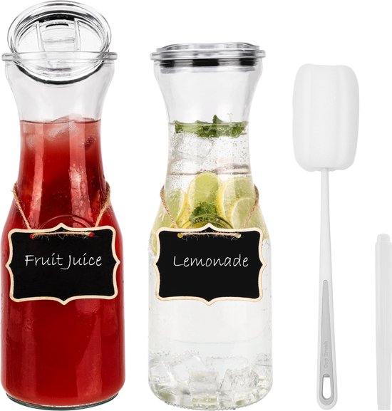 1 Liter Glass Pitcher with Lids (Pack of 2) | bol