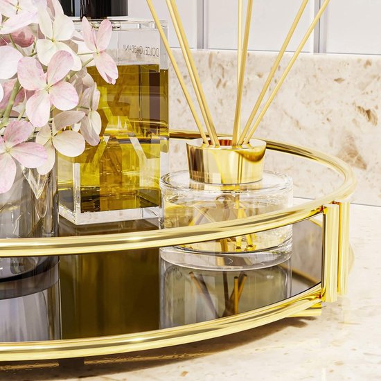 Rond Metaal Goud Decoratief Dienblad - Elegant Tafel Middenstuk ...