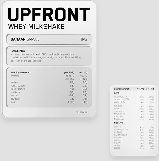 Upfront Whey Milkshake - Banaan - 1kg | bol