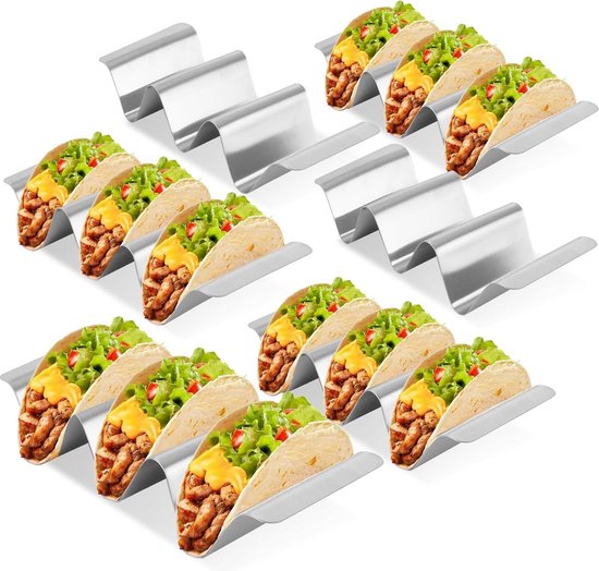 Taco Holders Set of 6 - Metal - Stainless Steel - U-Shaped Taco Rack ...