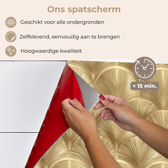 Spatscherm 100x50 cm - Zelfklevende achterwand Patroon - Waaier - Goud ...