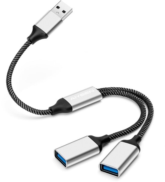 USB A Splitter Kabel 1-naar-2 Poorten Hub voor Data en Opladen | bol