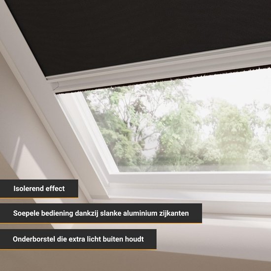 Verduisterend Rolgordijn voor Velux Dakraam (Maat CK01) - Zwart | bol