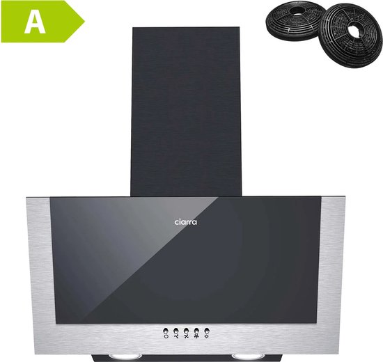 CIARRA CBCB6736C - 60cm Schuine Afzuigkap RVS / Zwart - inclusief set koolstoffilters... | bol