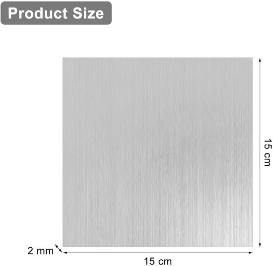 Plaque en acier inoxydable 304 - 15 cm x 15 cm - épaisseur 2 mm - pour ...