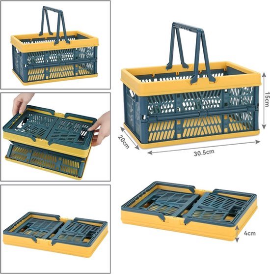 Opvouwbare boodschappenmand klapbox - set van 2 - handvat - 305 x 20 x ...