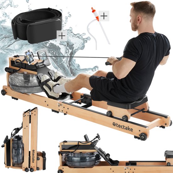 Tectake Houten Roeimachine - Opvouwbare Roeitrainer - Roeiapparaat - 6 ...