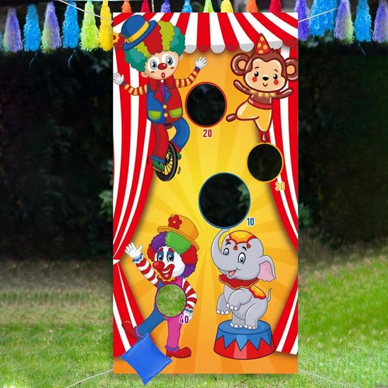 TRANKIELO® - Carnaval Gooien Spel met Clown Banner en Circus Bean Bags ...