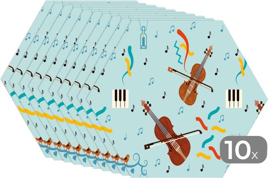 Placemats hexagon - Onderleggers placemats - Placemat zeshoek - Muziek ...