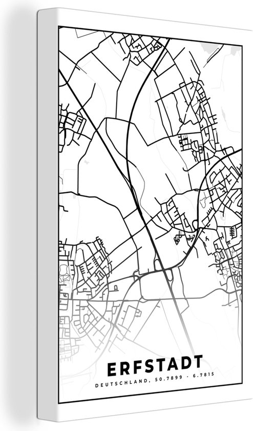 Canvas Schilderij Stadskaart - Kaart - Plattegrond - Erfstadt - 20x30 ...