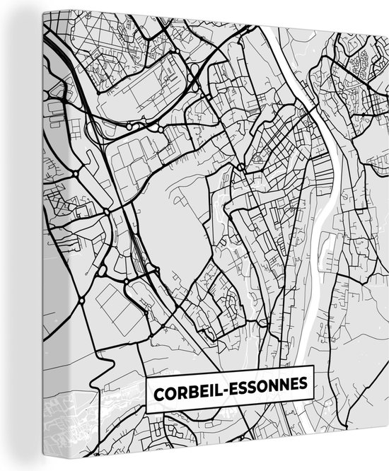 Canvas Schilderij Kaart - Stadskaart - Frankrijk - Corbeil-Essonnes ...