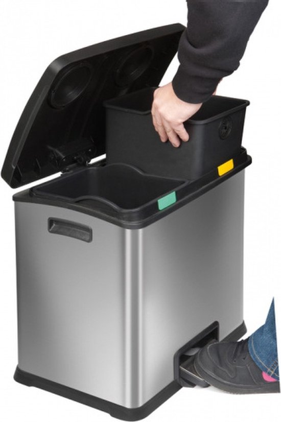 pedaalemmer Rejoice afvalscheider 12+12 liter RVS matzilver | bol.com