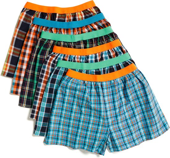 MG-1 Wijde Boxershorts Heren 6-Pack Multipack NEON Geblokt - Maat XL ...