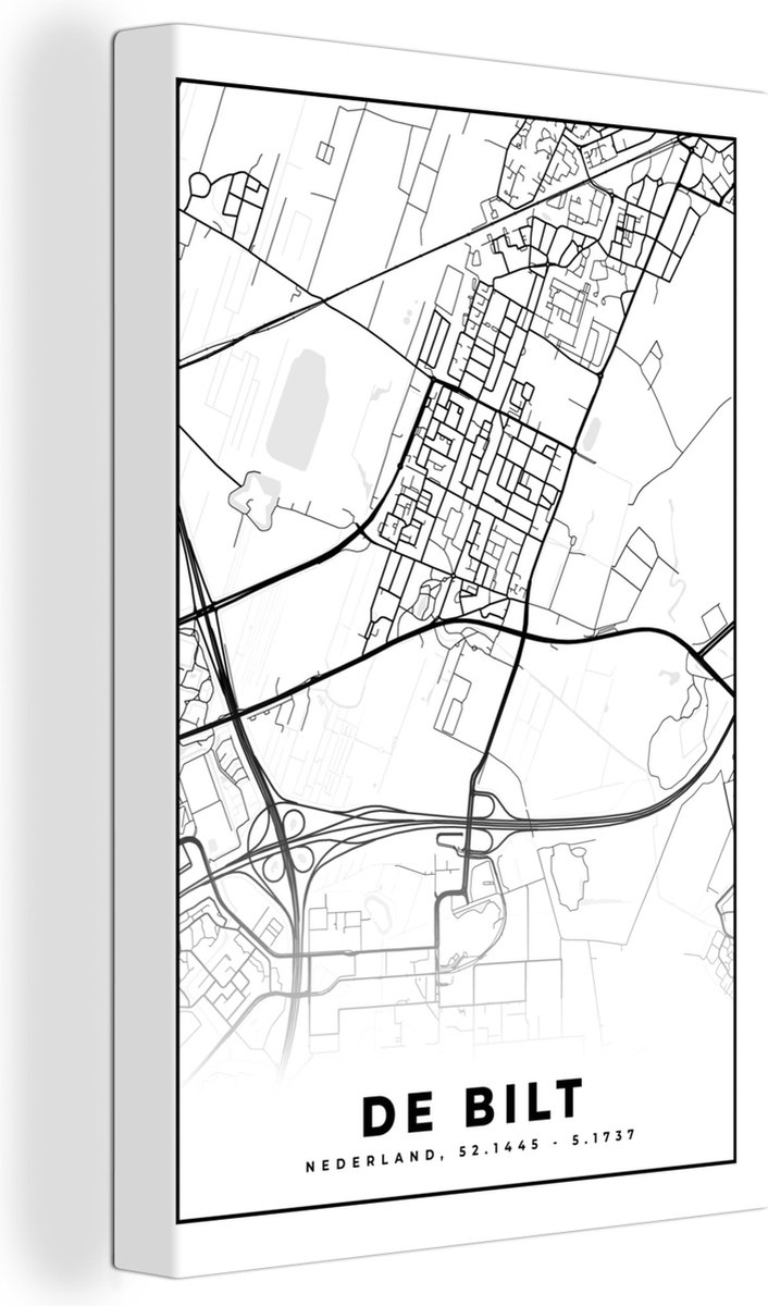 Canvas Schilderij Plattegrond - De Bilt - Kaart - Stadskaart - 120x180 ...