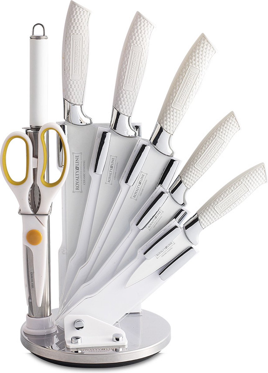 Set van 8 stainless steel messen set met stand RL-KSS700N | bol.com