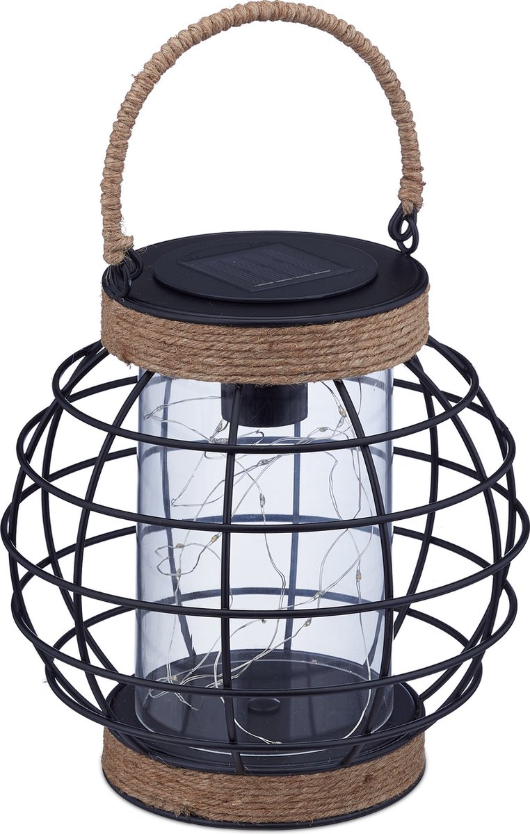 Relaxdays tafellamp solar - buitenlamp met led lichtsnoer ...