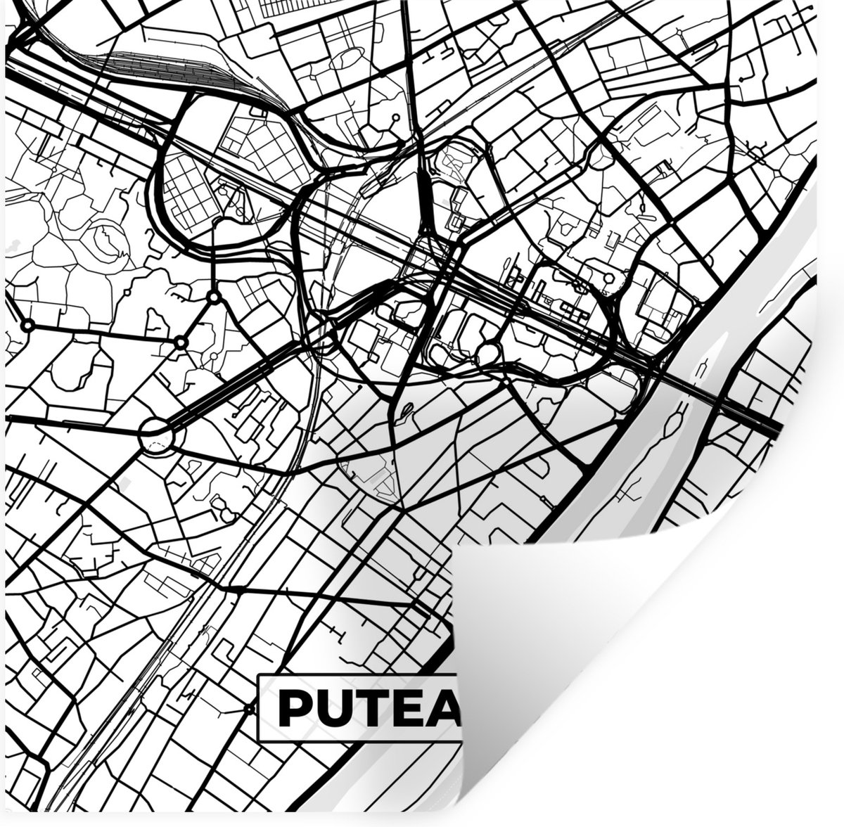 Stickers muraux - Carte - Puteaux - Carte - France - Plan de ville ...