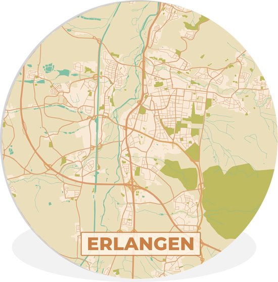 Wall Circle - Wall Circle Indoor - Map - Erlangen - Vintage - Map ...