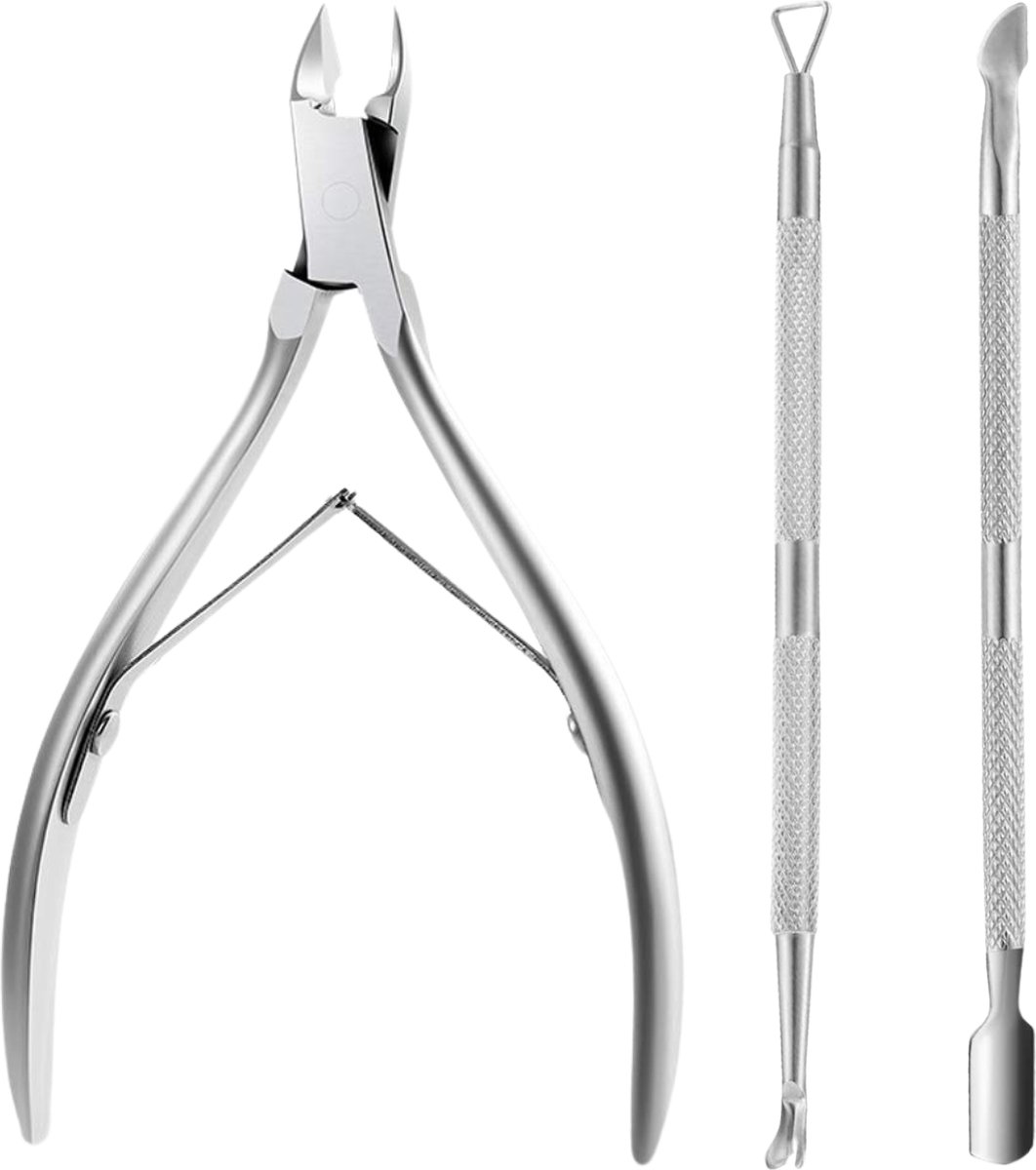 3 delige Nagelriem Knipper set - Cuticle Pusher Duwer Verwijderaar ...