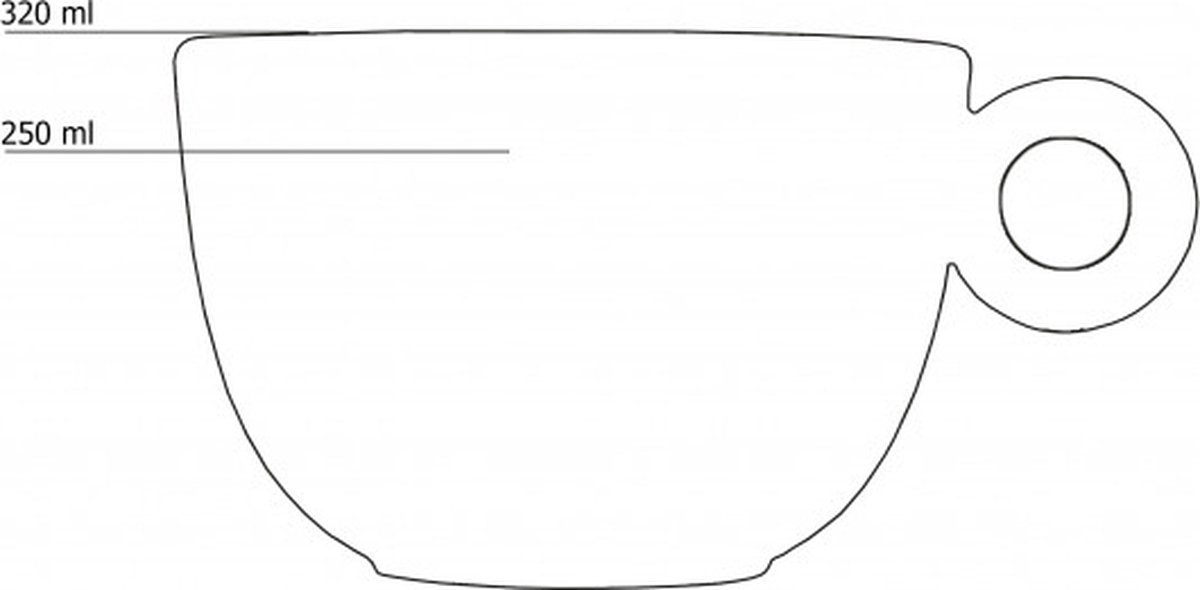 Mosterdman porselein - Large cappuccinokop 320ml - Kop - Wit | bol.com