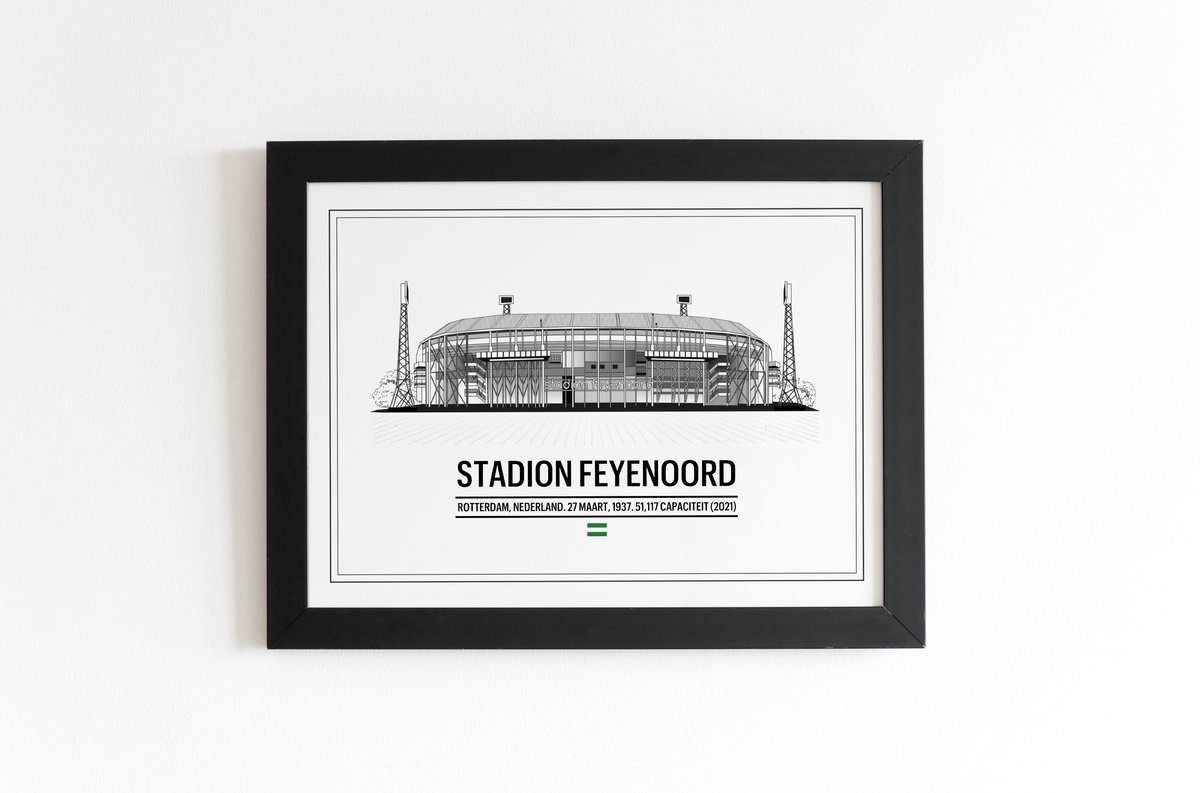 Feyenoord Stadion poster | wanddecoratie Feyenoord Rotterdam zwart wit ...
