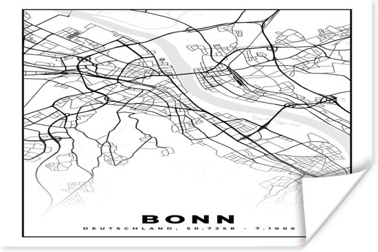Poster Bonn - Plattegrond - Kaart - Stadskaart - 90x60 cm | bol