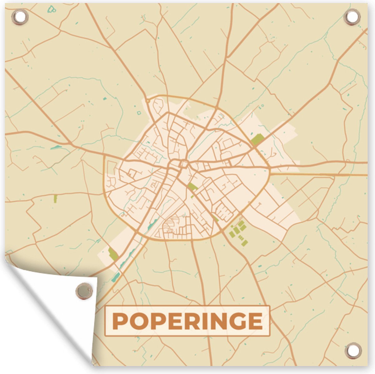 Tuindoek Kaart - Stadskaart - Plattegrond - België - Poperinge ...