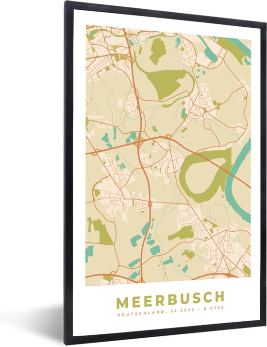 Fotolijst incl. Poster - Meerbusch - Plattegrond - Kaart - Stadskaart ...