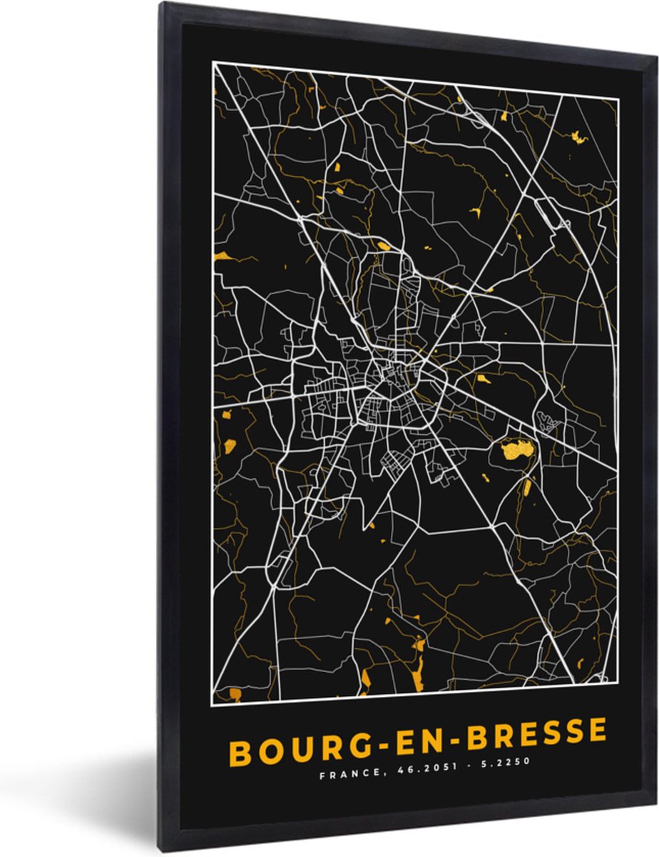 Fotolijst incl. Poster - Bourg-en-Bresse - Stadkaart - Plattegrond ...