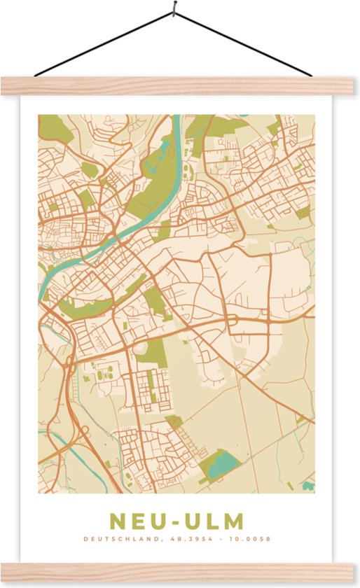 Posterhanger incl. Poster 40x60 cm - Schoolplaat - Stadskaart - Neu-Ulm ...