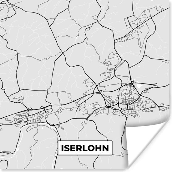 Poster Kaart - Iserlohn - Duitsland - Stadskaart - Plattegrond - 50x50 ...