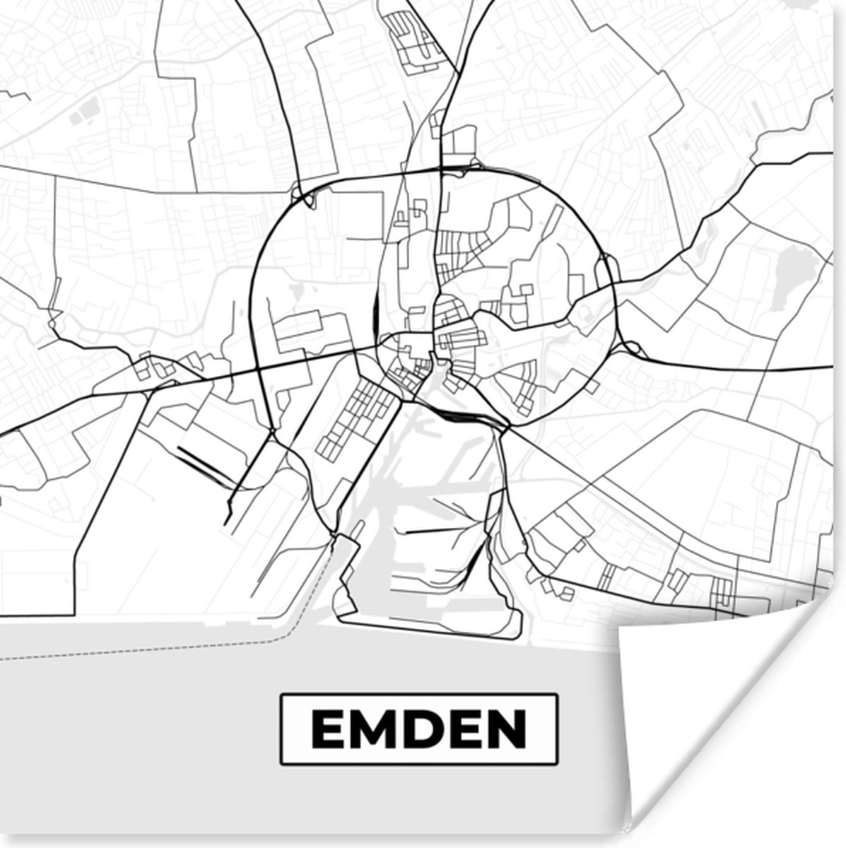 Poster Emden - Kaart - Stadskaart - Plattegrond - 100x100 cm XXL | bol.com
