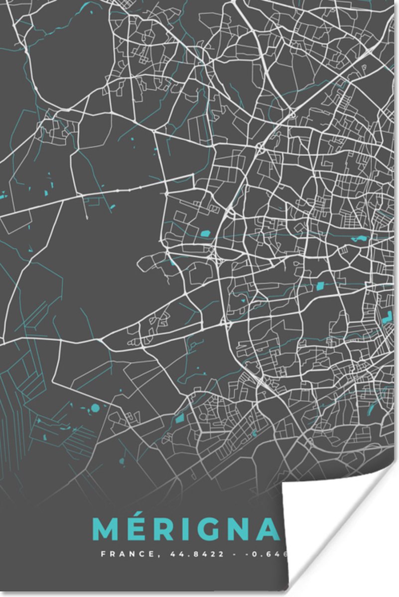 Affiche Mérignac - Carte - France - Plan - Plan de ville - 120x180 cm ...