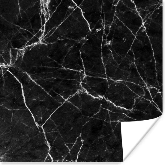 Poster Marmer - Zwart - Design - Chic - 50x50 cm | bol