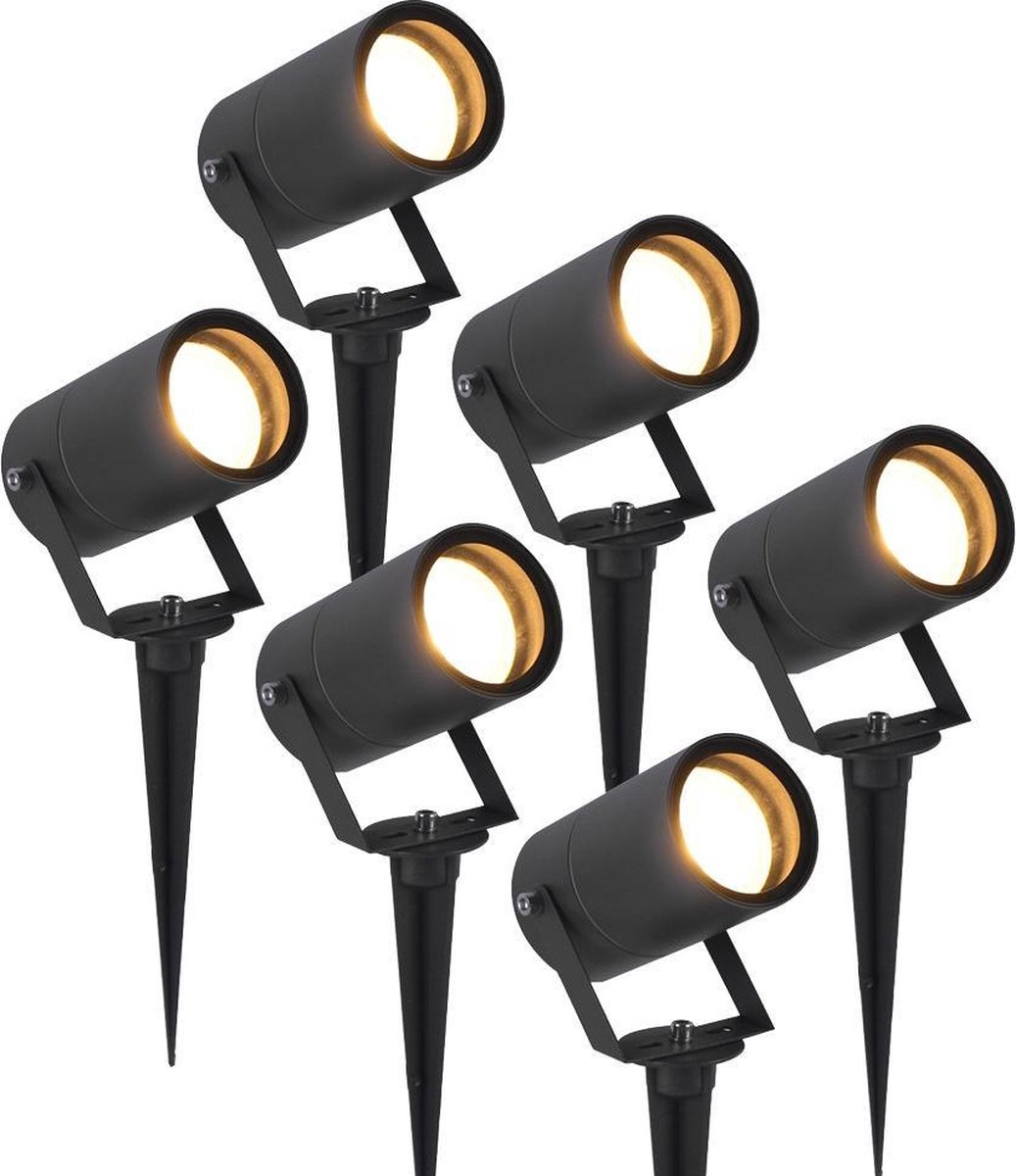 6x HOFTRONIC Spikey - Tuinspot voor buiten - LED - Zwart - 2700K Warm ...