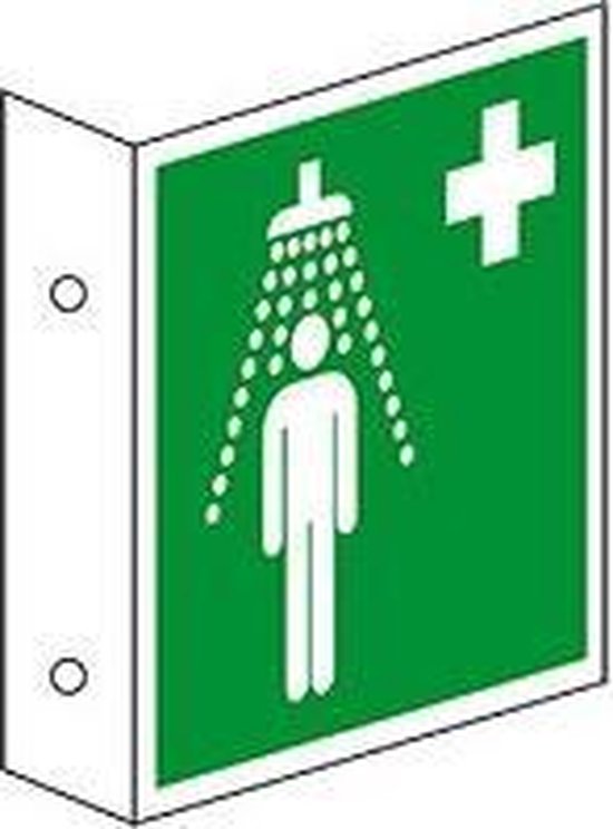 Haaks nooddouche bord - kunststof - 200 x 200 mm - E012 | bol