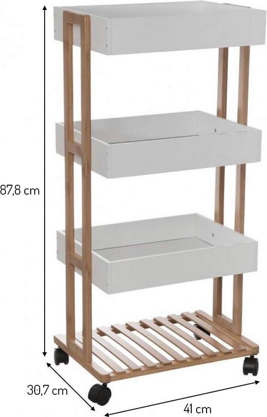 Eazy Living Trolley Yanis 4-Laags Wit | bol.com