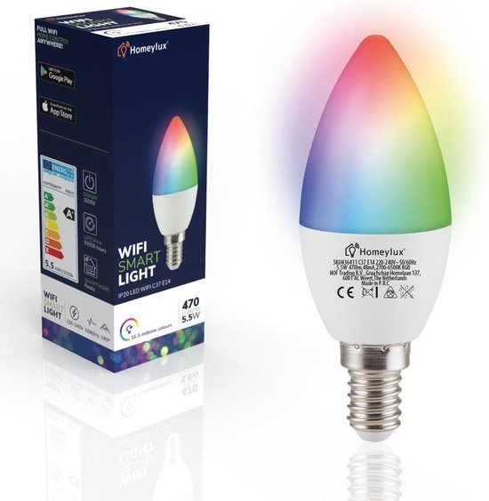 Hoftronic Smart E14 SMART Wifi LED Lamp 6 Stuks - RGBWW 5.5 Watt 470lm C37 Dimbaar -... | bol.com