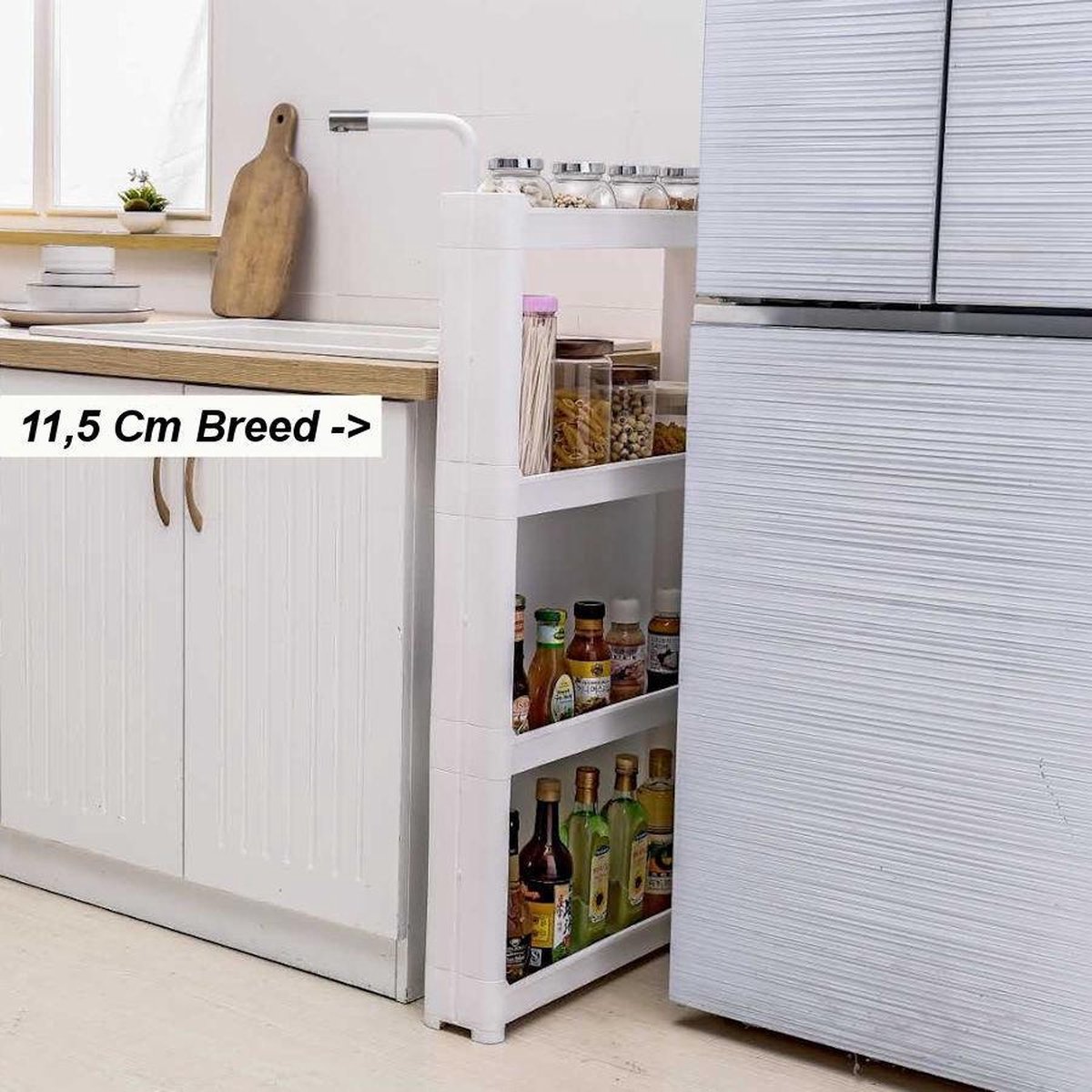 Decopatent® Smal Keukenrek opbergrek 4 laags op Wieltjes met Vakken ...