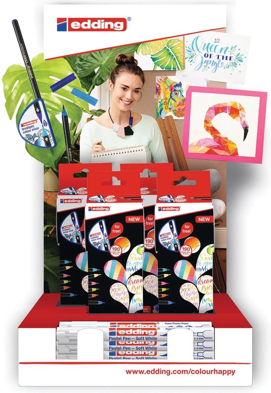 edding brushpen Colour Happy toonbankdisplay met 4 dozen van 20 stuks ...