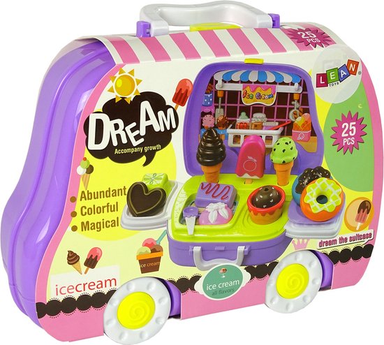 Speelgoed ijskraam - 46x24x25cm - in koffer - 14 delig | bol