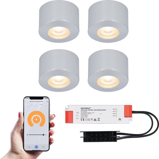 4x Navarra RVS Smart LED Opbouwspots complete set - Wifi & Bluetooth ...